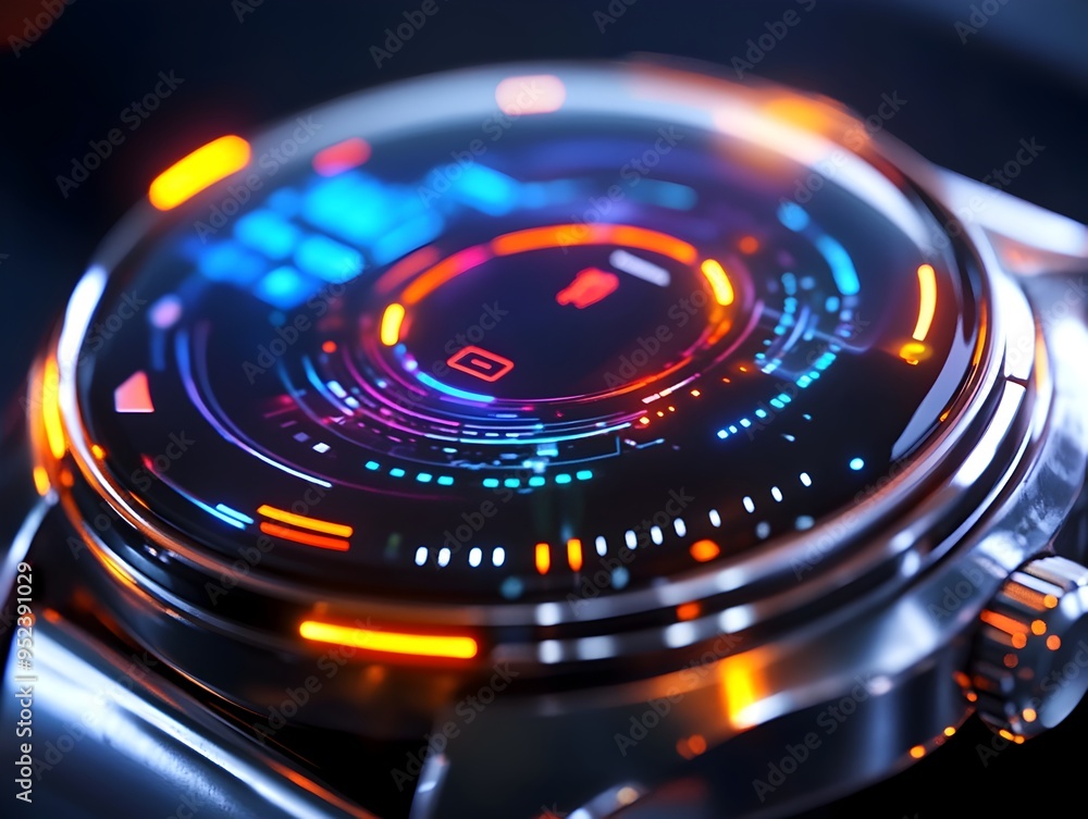 Futuristic AI Powered Digital Assistant on a Sleek Modern Smartwatch ...