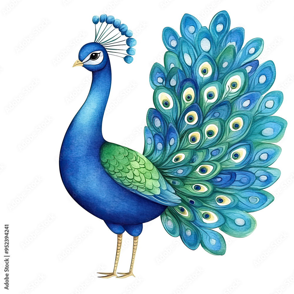 peacock watercolor clipart, perfect for nursery, isolated on white ...