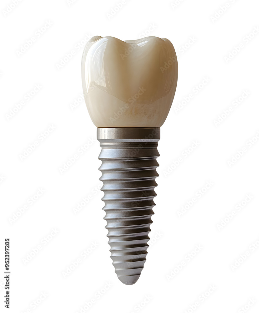 High-quality dental implant featuring a ceramic crown and titanium base ...
