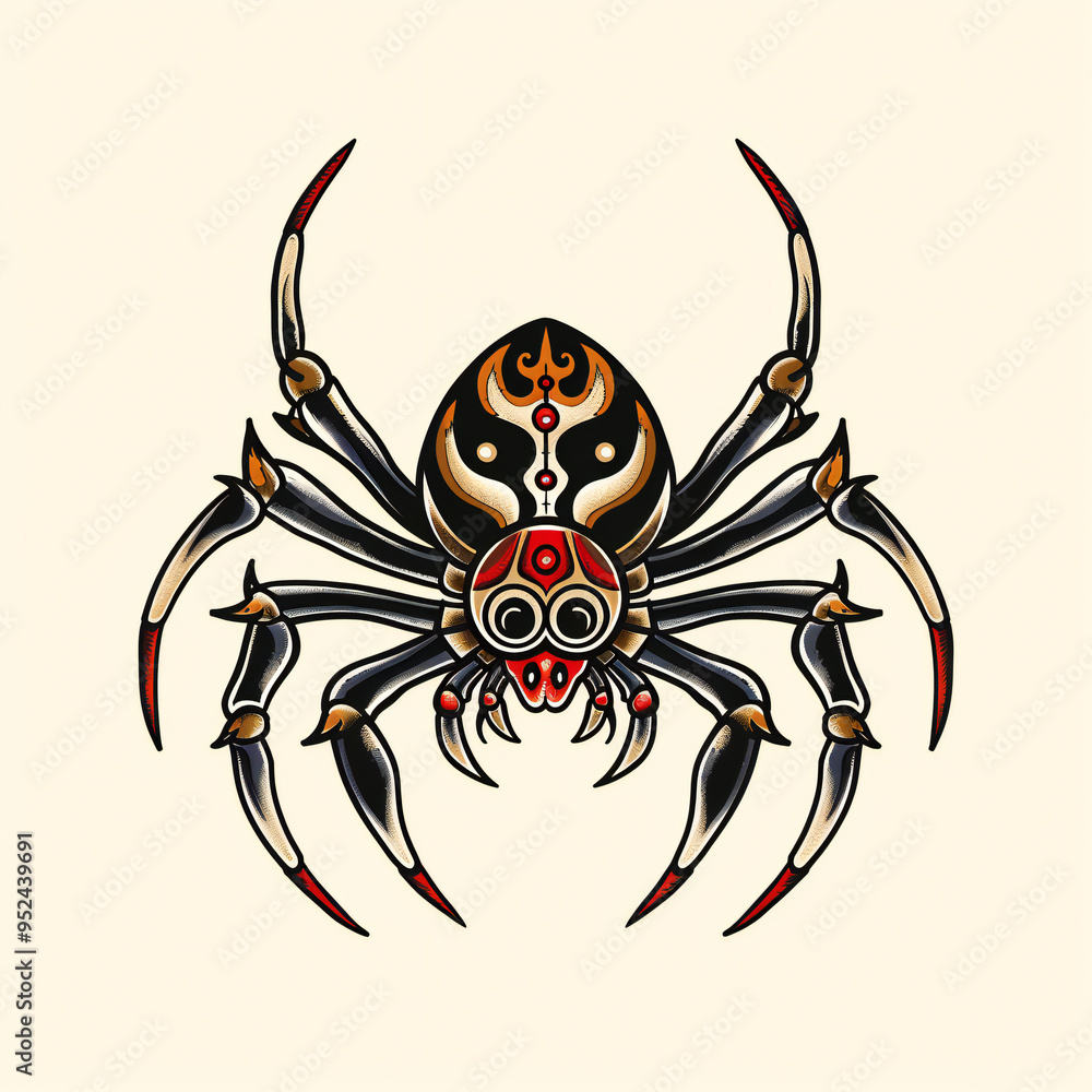 Spider head very simple traditional tattoo flash styles illustration ...
