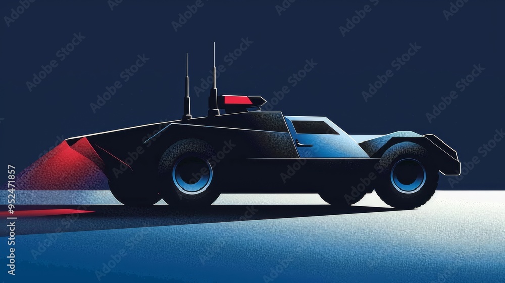 Stylized Retro Police Car Design Incorporating Futuristic Elements with ...