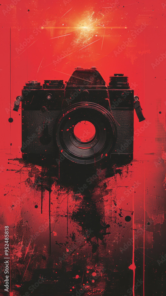 Minimalistic Logo, cinematic camera, tape flying out of camera, film ...