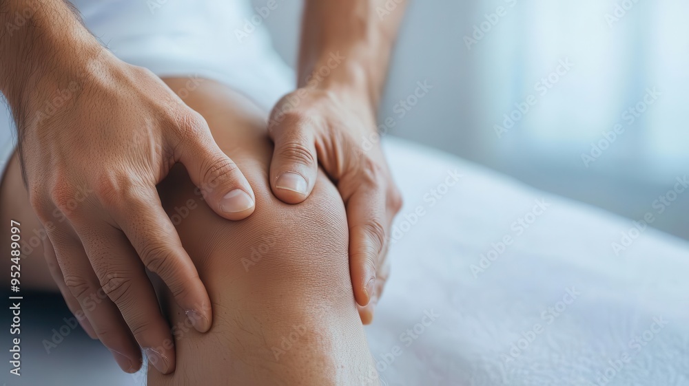 Physiotherapist demonstrating trigger point release techniques on a ...