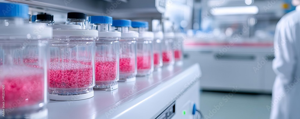 Cell cultures being incubated at optimal temperature and CO2 levels ...