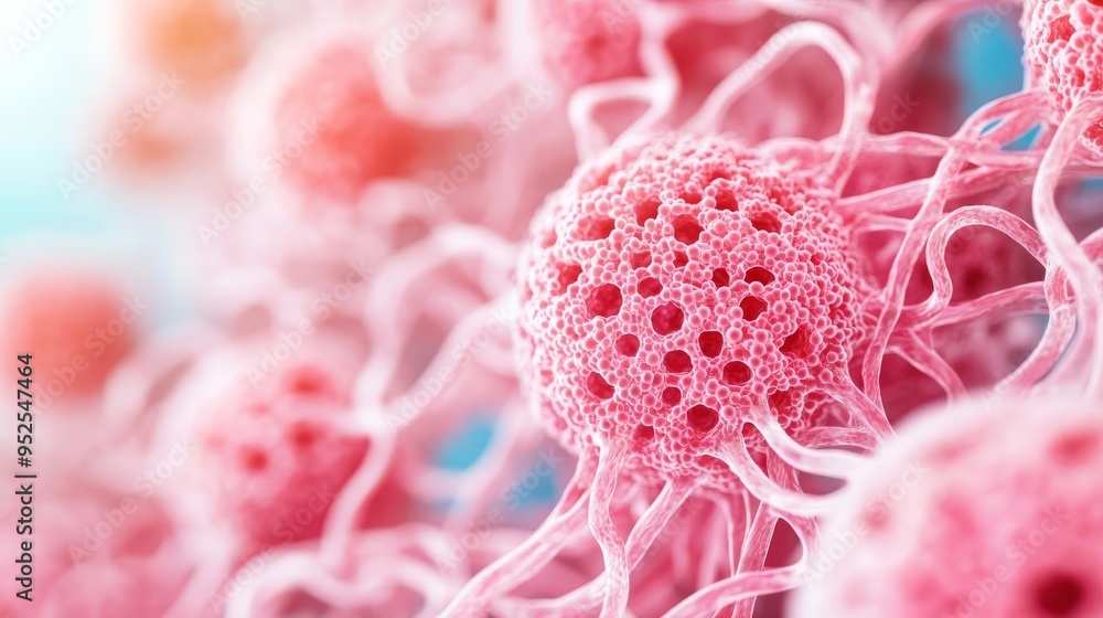 High magnification of endothelial cells forming tube-like structures ...