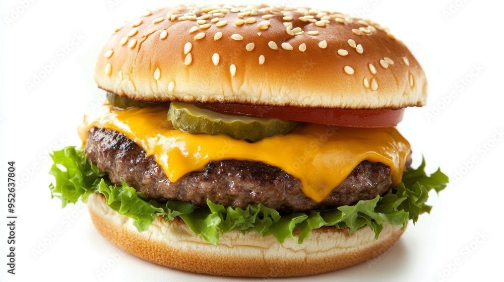 Classic cheeseburger with a juicy beef patty, melted cheese, lettuce ...