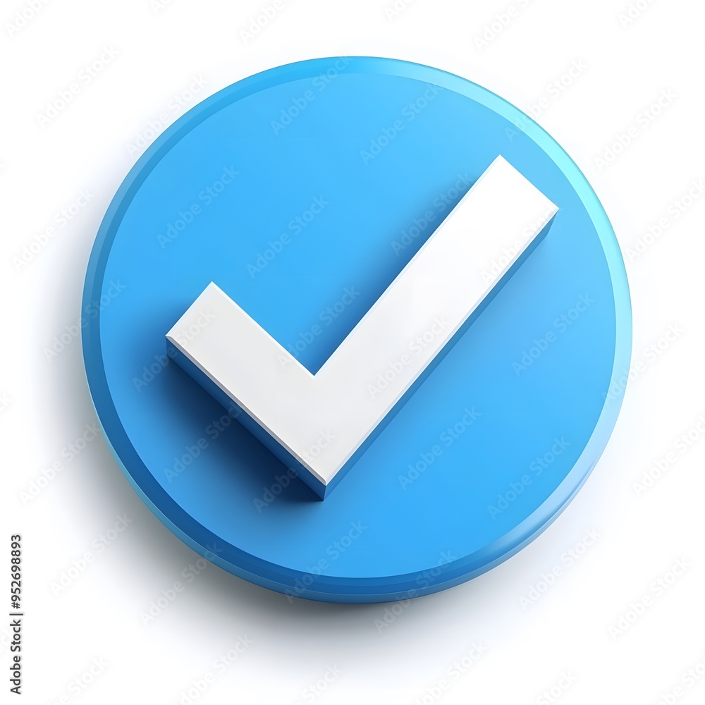 3d check icon, checklist tick, done mark. Vector realistic plastic ...