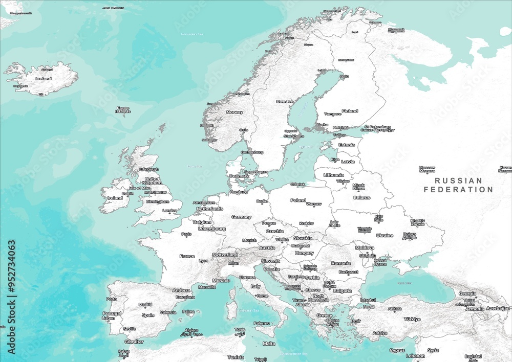 Composite labels map of Europe Stock Illustration | Adobe Stock