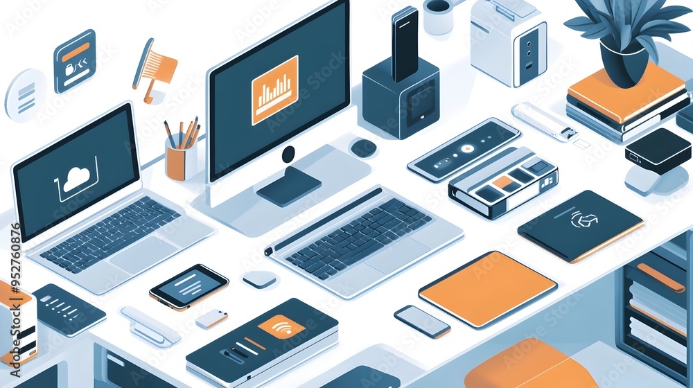 Sleek and Futuristic Smart Office Desk Equipped with Wireless IoT ...