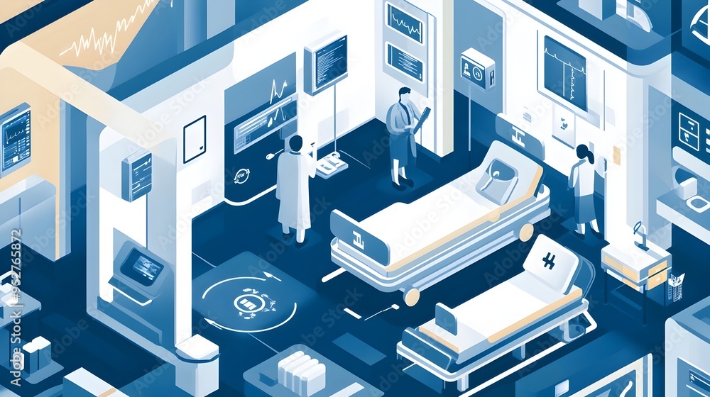 Graphic Depicting IoT Enabled Patient Monitoring Systems Integrated ...