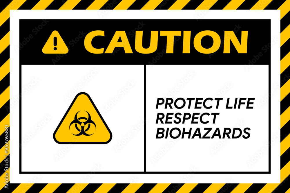 Caution banner for biohazard symbol and sign will using for medical lab ...