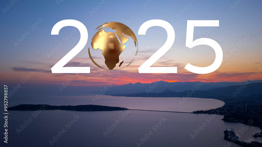 2025 New Year concept. Environmental technology concept. Sustainable ...