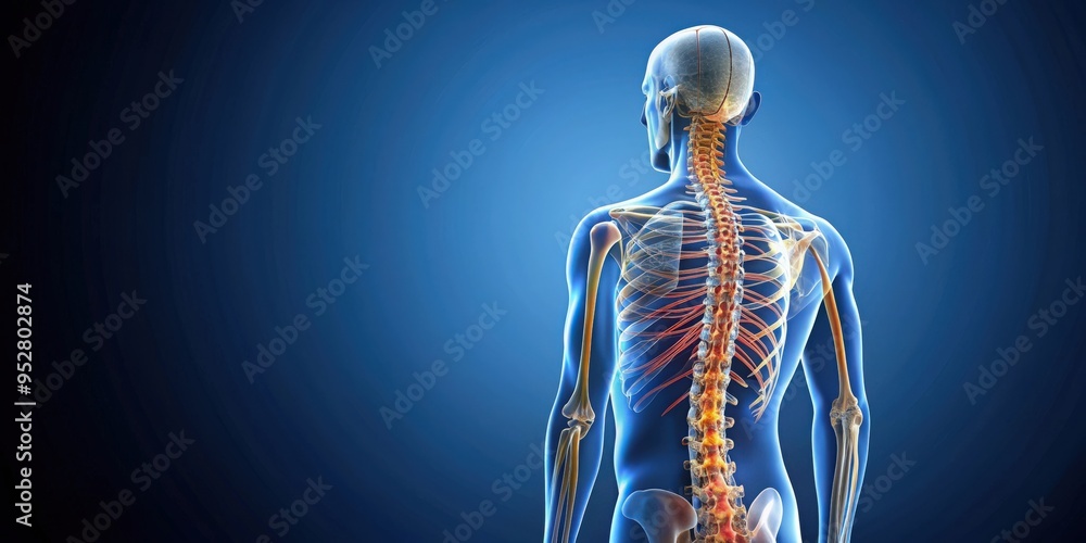 Anatomical showing vision of back pain related to spine anatomy, spine ...