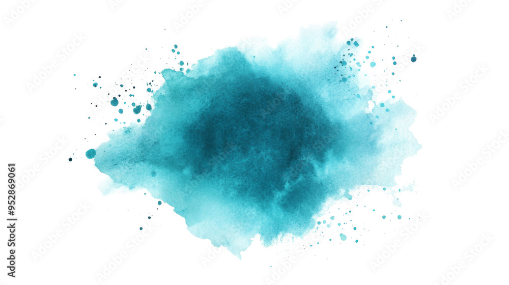 Azure PNG watercolor wash illustration. A vibrant blue watercolor ...
