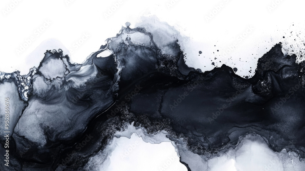 Black PNG watercolor wash illustration. A vibrant blue watercolor ...