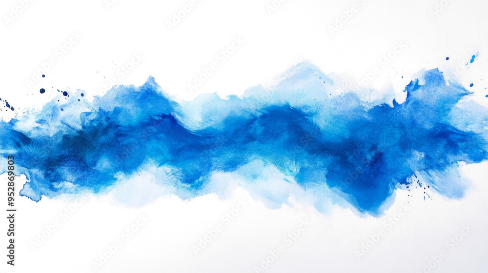 Azure PNG watercolor wash illustration. A vibrant blue watercolor ...