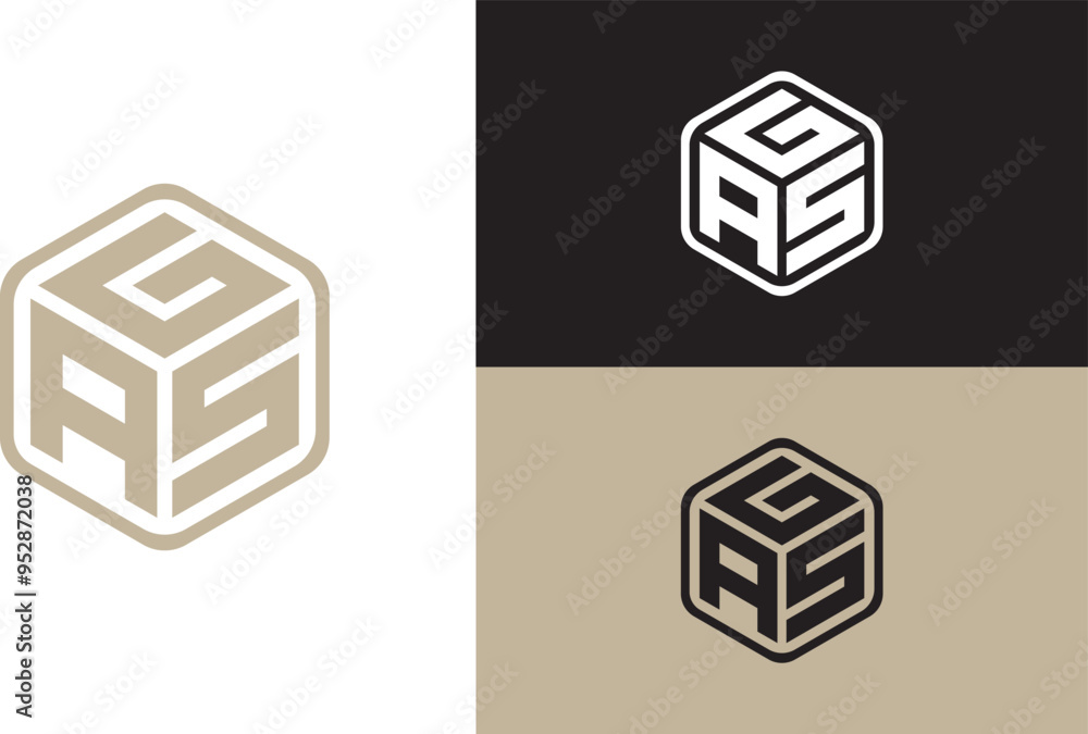 AGS ASG letter logo design in illustration. Vector logo, calligraphy ...