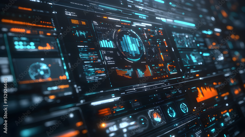 Advanced Control Panel with Map Display Futuristic Technology Overview ...