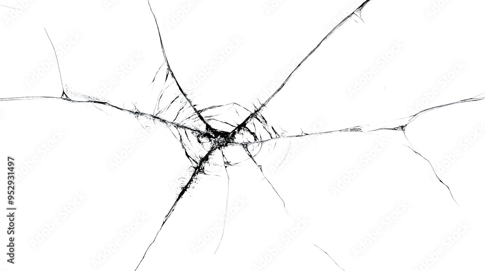 Cracked screen texture black line illustration isolated. Surface ...