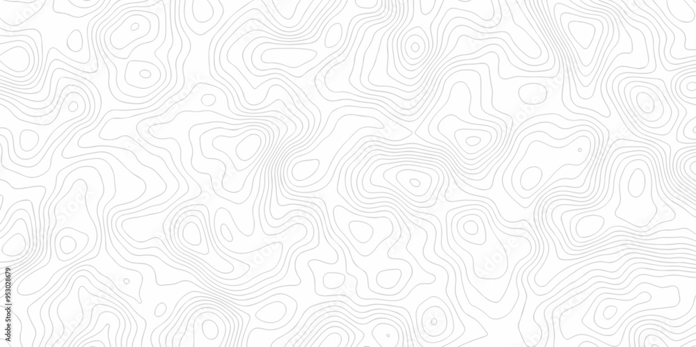 Vector topo map seamless wave topography map pattern camping grid cartography diagram black and ...