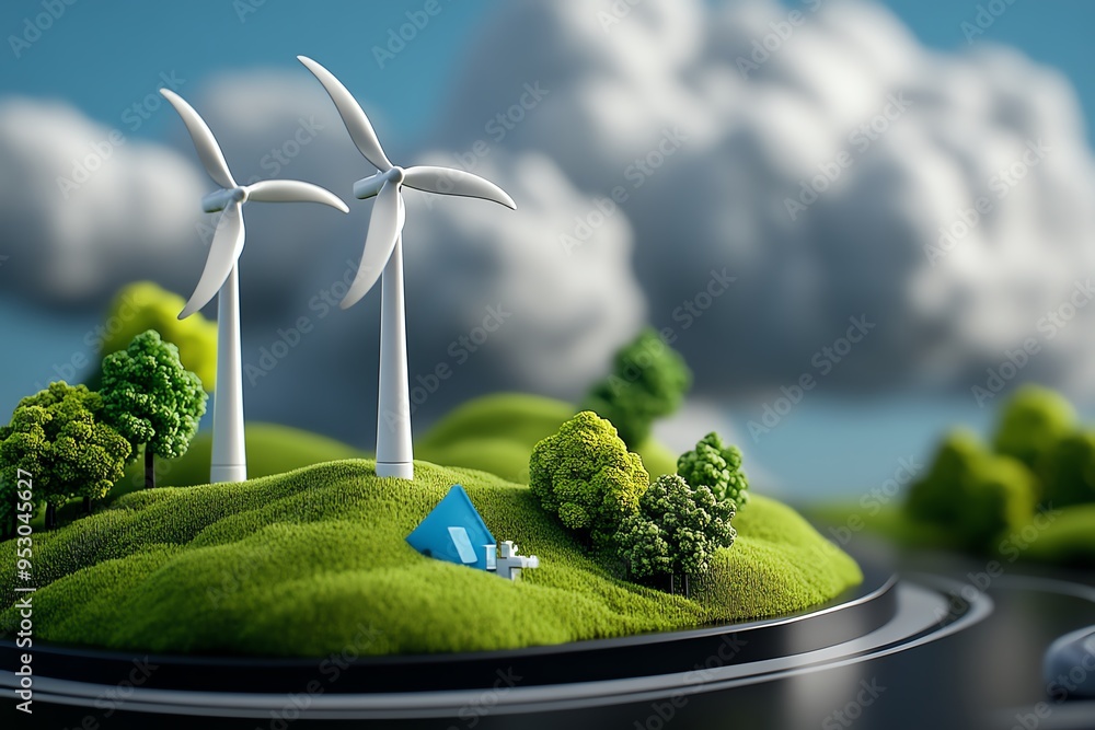 Clean energy innovation is highlighted in a detailed illustration of ...