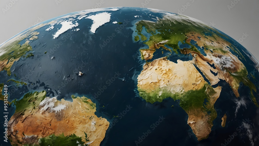 Realistic earth globe showing landforms with high resolution detail ...