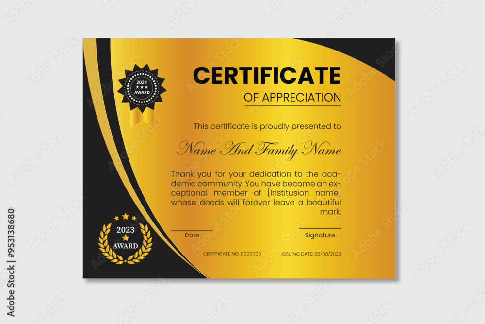 Employee Appreciation and Achievement Certificate Template Design in ...