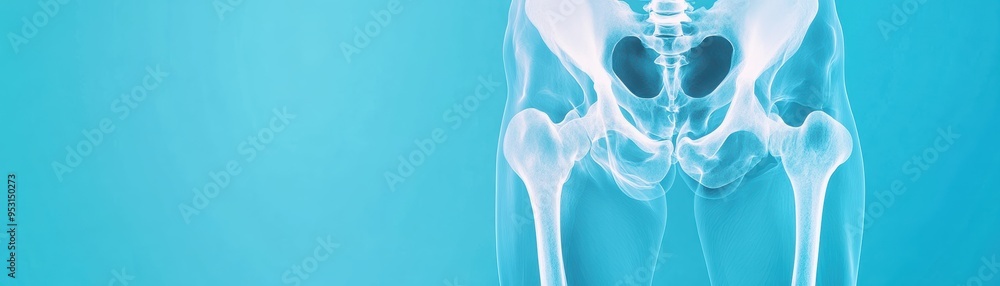 Medical illustration of hip dysplasia in X-ray view, showing pain areas ...
