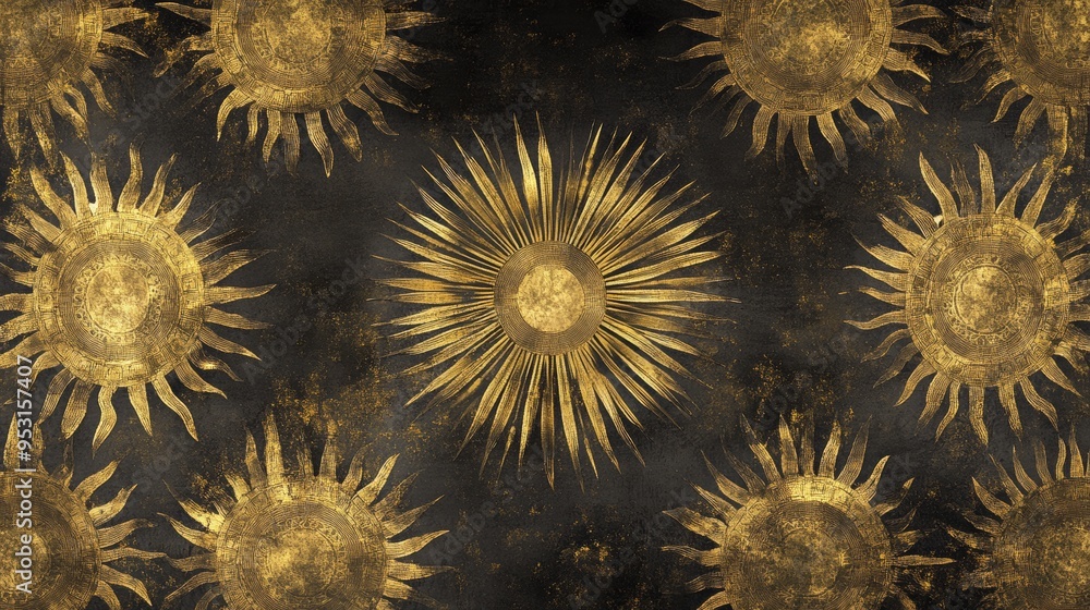 A richly detailed South American wallpaper with a repeating pattern of ...