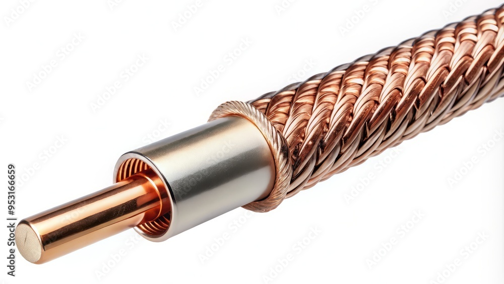 Copper coaxial cable for broadband connectivity, precisely cut and bent ...