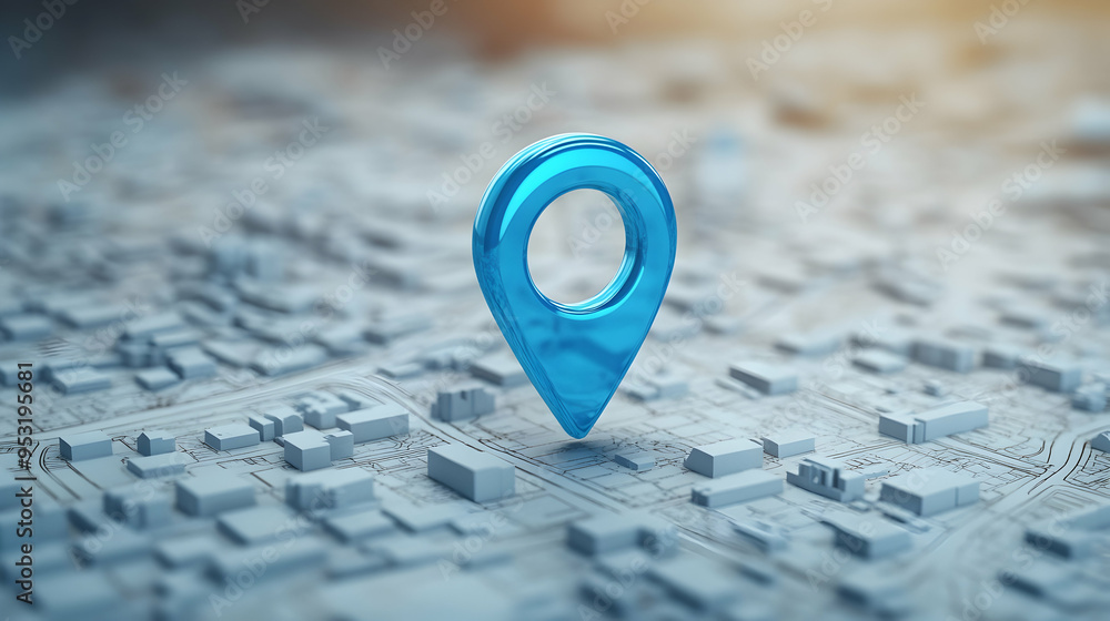 Blue location 3d icon marker or route gps position navigator sign and ...