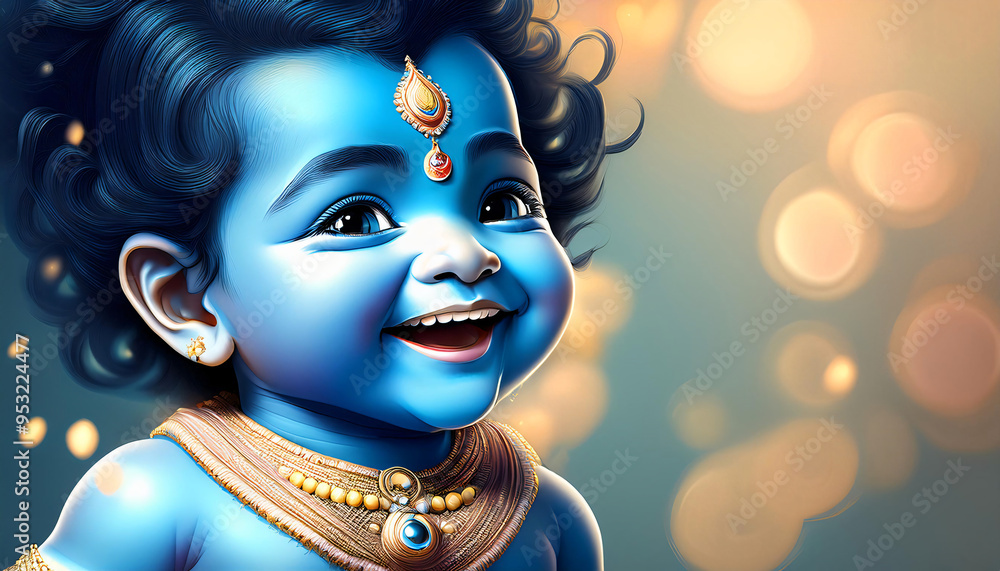 Cute Hindu God Lord Krishna illustration drawing simple background ...