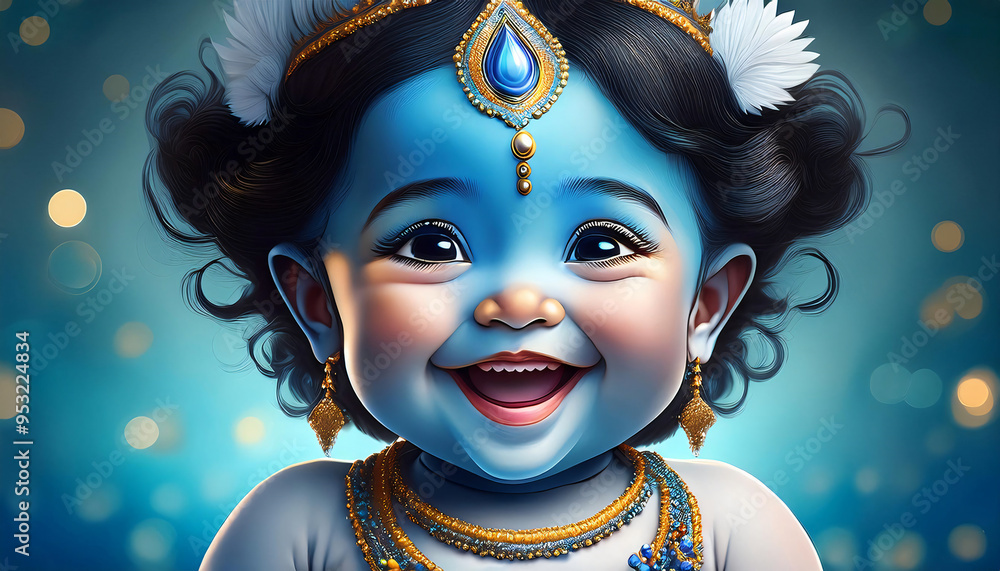 Cute Hindu God Lord Krishna illustration drawing simple background ...