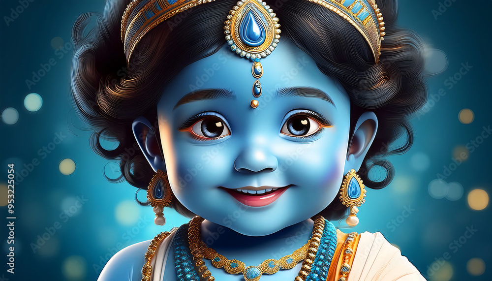 Cute Hindu God Lord Krishna illustration drawing simple background ...