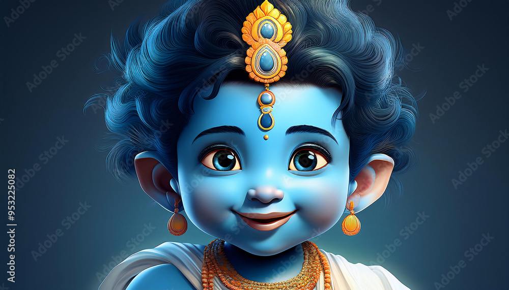 Cute Hindu God Lord Krishna illustration drawing simple background ...