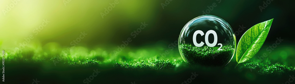 CO2 Emissions in a Green Environment Concept. A conceptual image of ...
