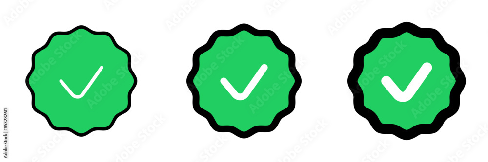 Editable vector check mark verification badge icon. Part of a big icon ...