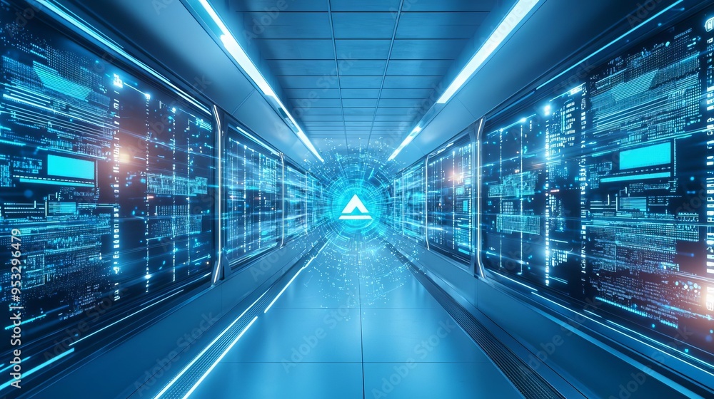 A futuristic storage hub with AIpowered inventory management, machine ...