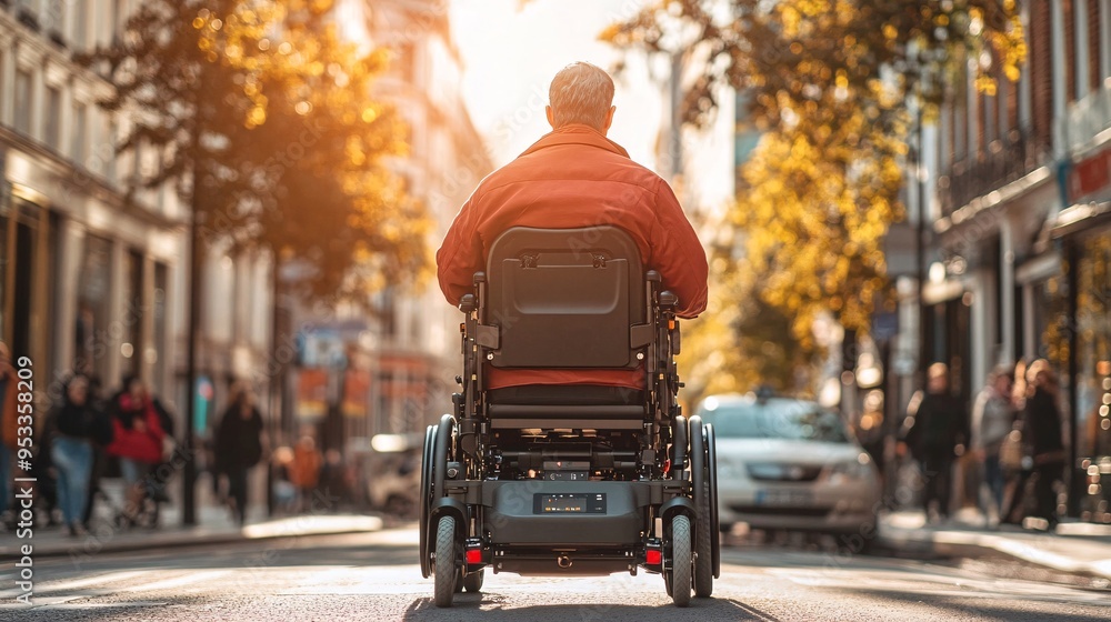 Person with mobility issues using an AI-guided wheelchair to travel ...