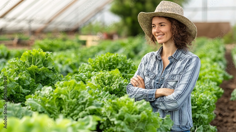 Stock-Foto „Farmer utilizing AI to analyze data on light and nutrient ...