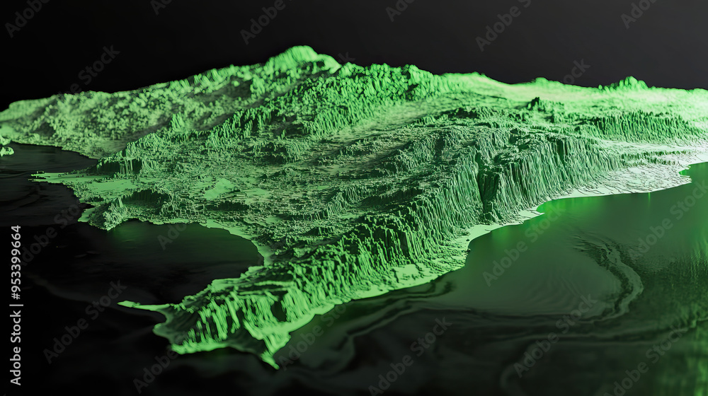 Technical aerial visual, 3D LiDAR GIS aerial map satellite scan model ...