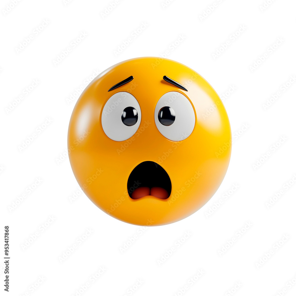 isolated 3d emoji shocked face on plain background surprised emoticons ...