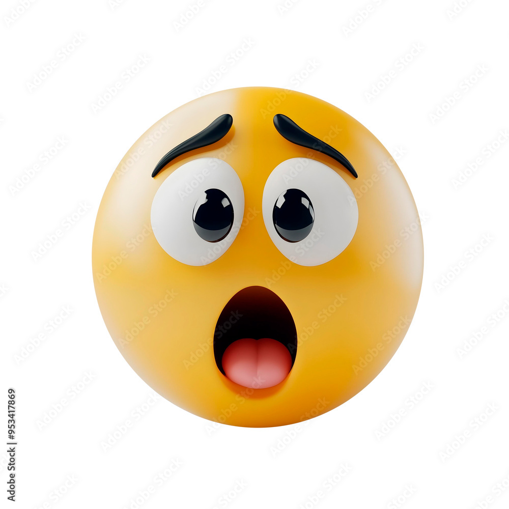 isolated 3d emoji scared face on plain background surprised emoticons ...