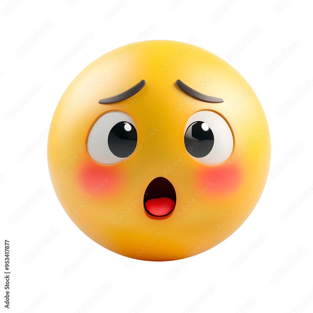 isolated 3d emoji blushing face on plain background timid emoticons ...
