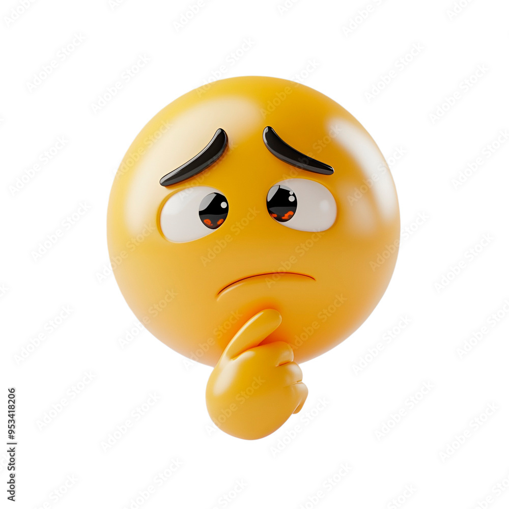 isolated 3d emoji thinking face on plain background thoughtful ...