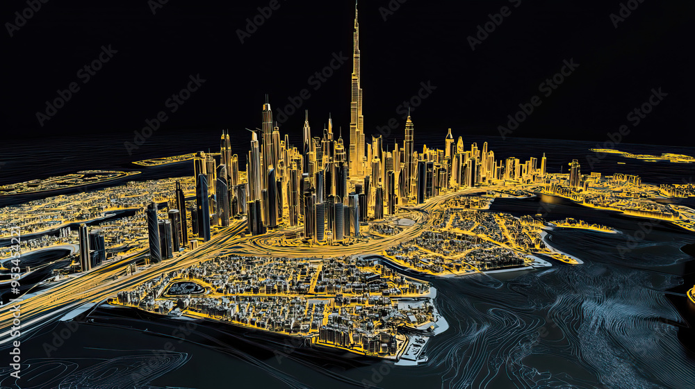 Technical aerial visual, 3D LiDAR GIS aerial map satellite scan model ...