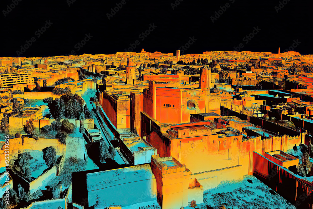 Technical aerial visual, 3D LiDAR GIS aerial map satellite scan model ...
