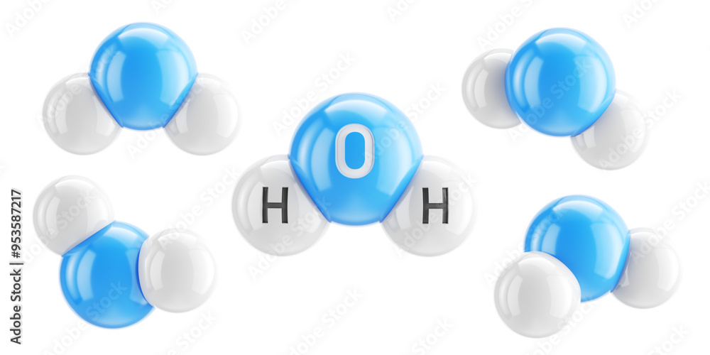 Water H2O molecules model. Chemical formula of natural water Stock ...