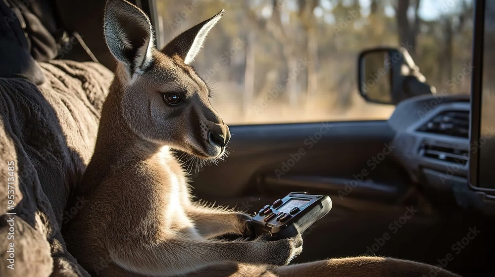 Kangaroo Playing Video Games in the Australian Outback While Sitting on ...