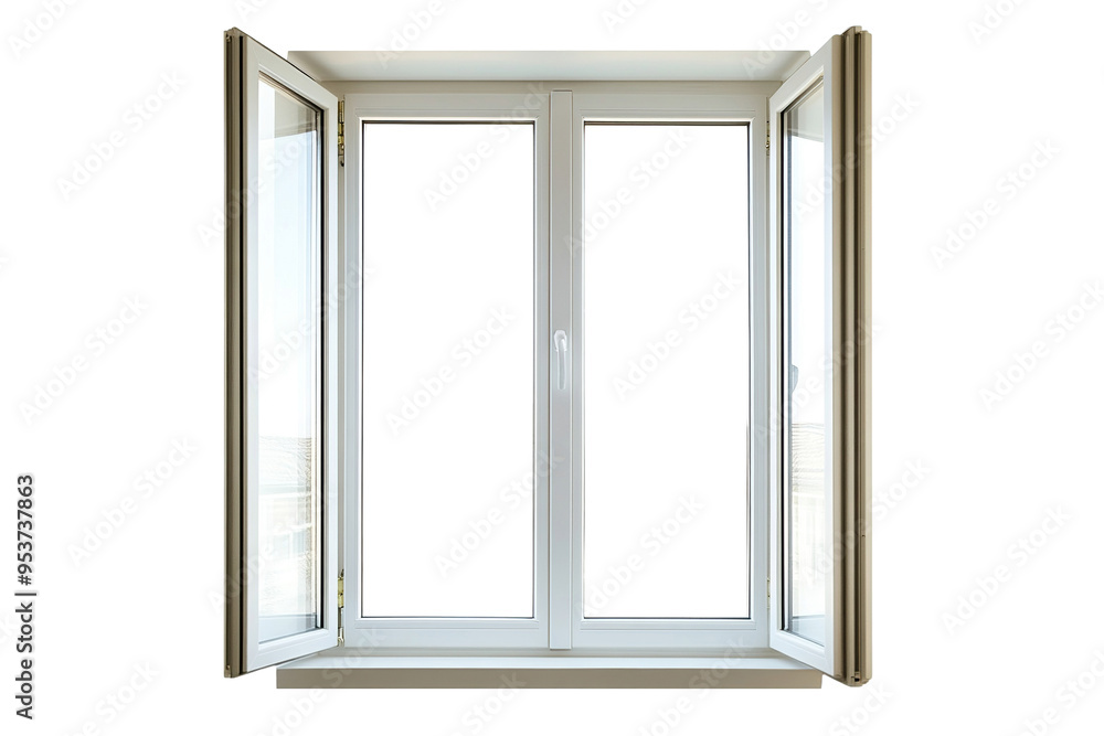 Real vintage house window frame isolated on transparent background ...